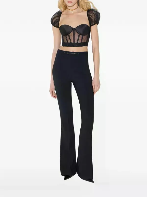 Elisabetta Franchi Mesh And Gazar Bustier Top With Puffy Sleeves