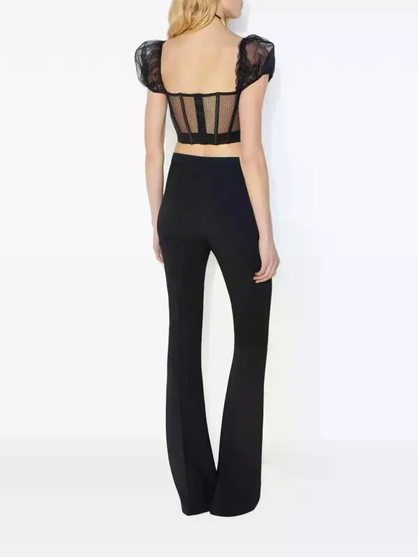 Elisabetta Franchi Mesh And Gazar Bustier Top With Puffy Sleeves