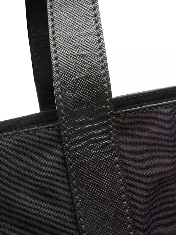 Prada Saffiano Leather Logo Plate Tote Bag