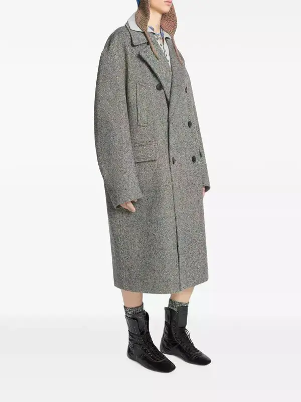 Dries Van Noten Oversized Wool Tweed Coat