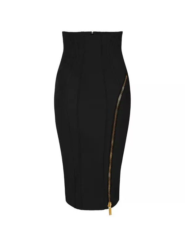 Elisabetta Franchi Technical Fabric Midi Skirt With Zip Detail