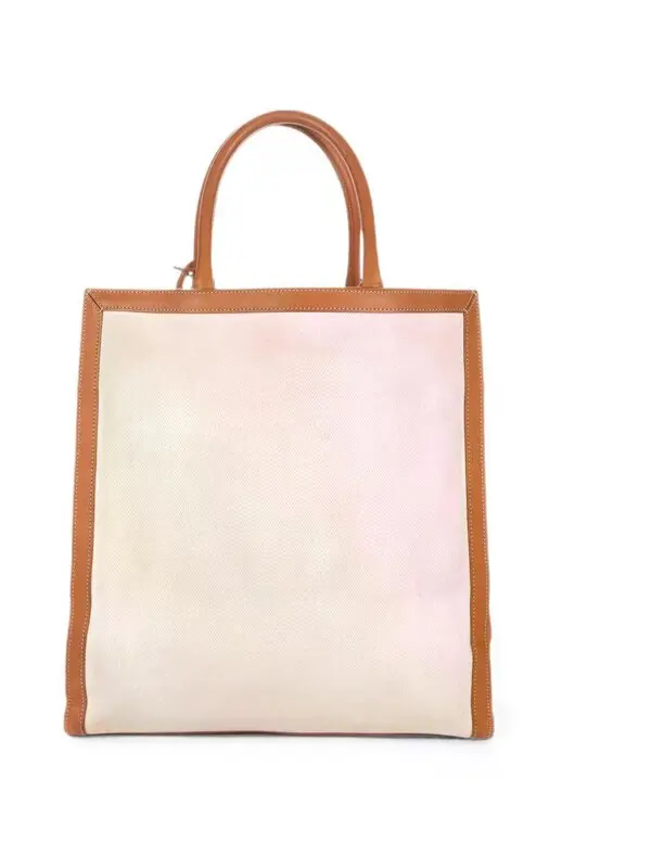Celine Logo-print Leather-trim Tote Bag