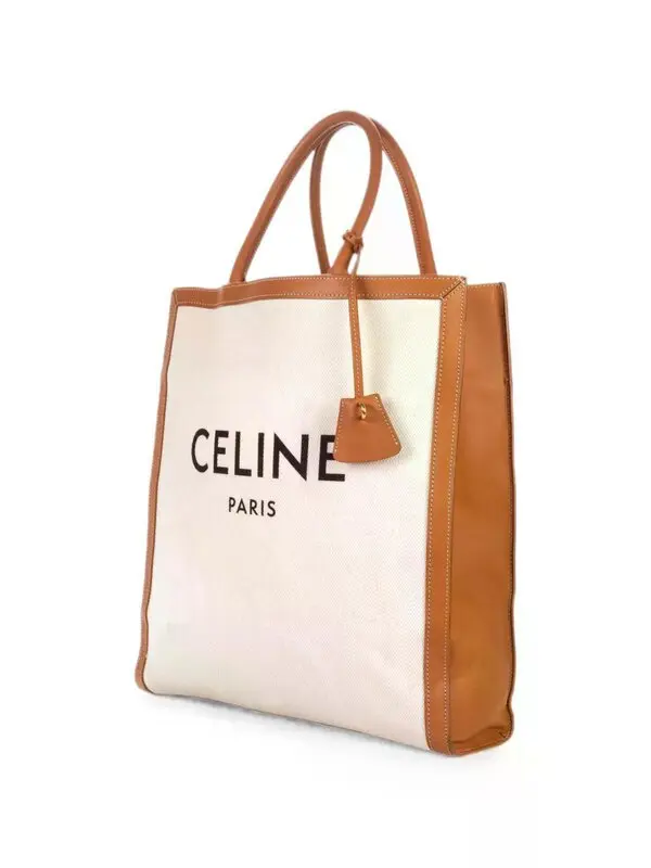 Celine Logo-print Leather-trim Tote Bag