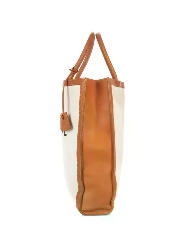 Celine Logo-print Leather-trim Tote Bag