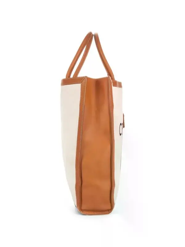 Celine Logo-print Leather-trim Tote Bag