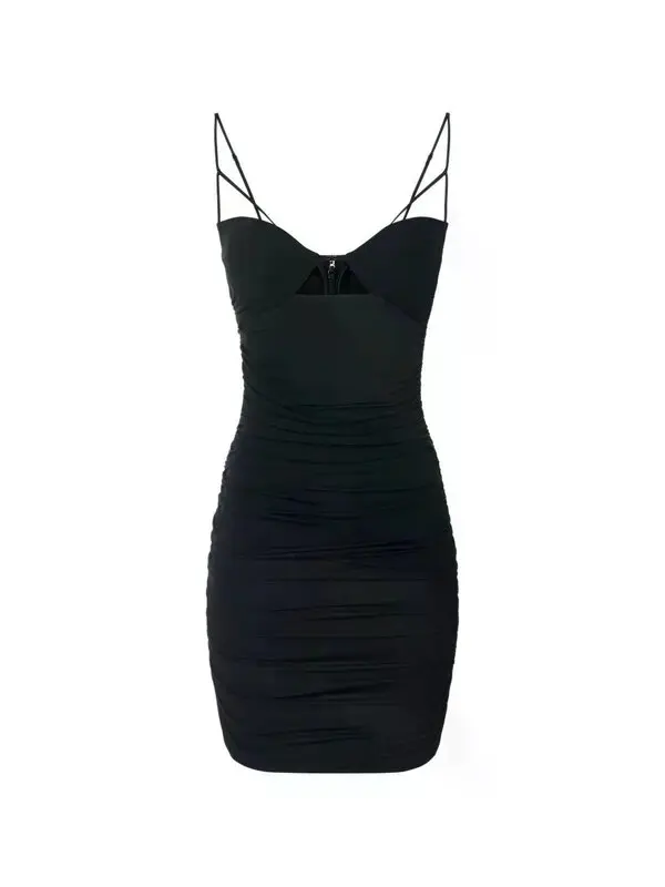 Elisabetta Franchi Mini Dress In Crêpe Jersey With Matte Satin Straps And Bodice Cut-outs - Black