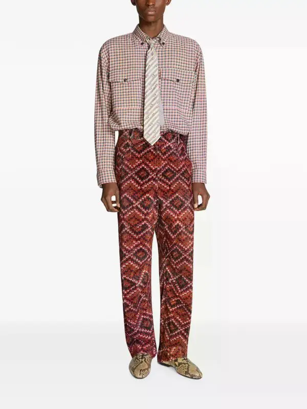 Dries Van Noten Printed Corduroy Pants