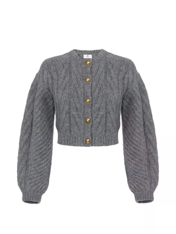 Elisabetta Franchi Cropped Knit Cardigan With Golden Buttons