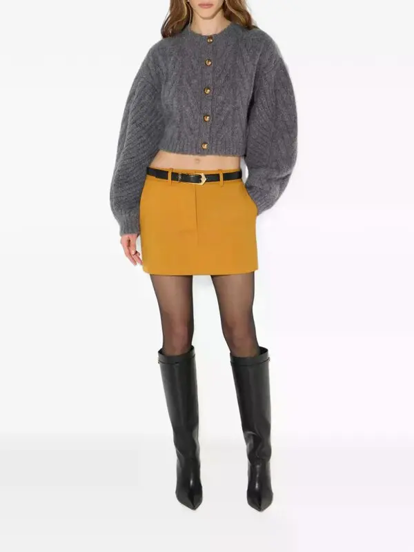Elisabetta Franchi Cropped Knit Cardigan With Golden Buttons