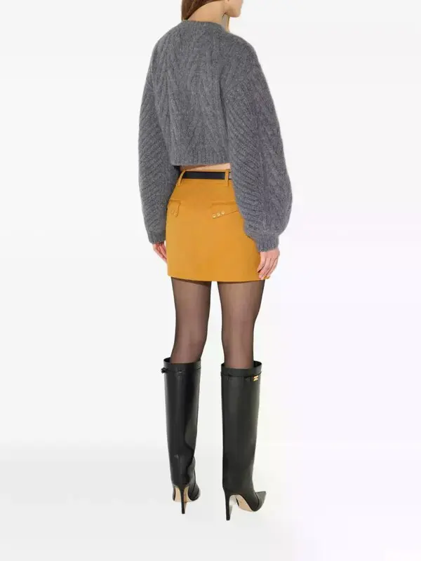 Elisabetta Franchi Cropped Knit Cardigan With Golden Buttons