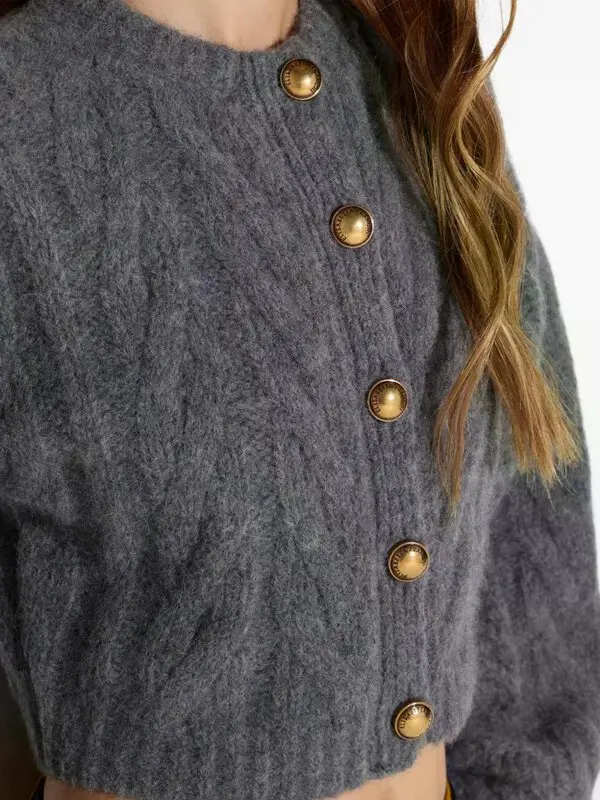 Elisabetta Franchi Cropped Knit Cardigan With Golden Buttons