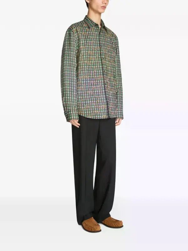 Dries Van Noten Check-pattern Embroidered Overshirt