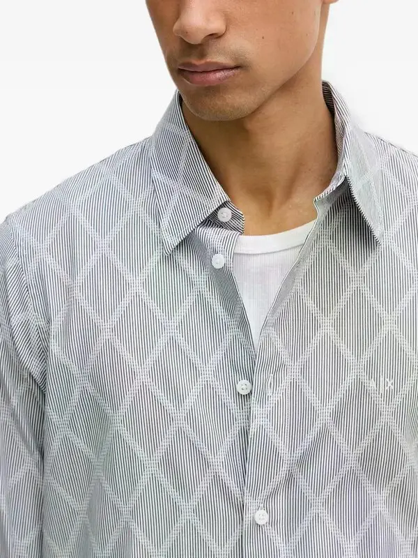 Armani Exchange Diamond-pattern Striped Shirt