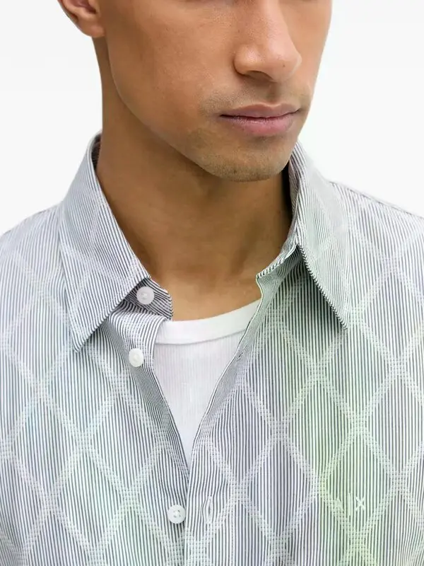 Armani Exchange Diamond-pattern Striped Shirt