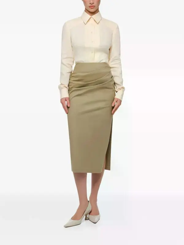ANOUKI Draped Waist Midi Skirt