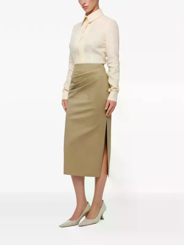 ANOUKI Draped Waist Midi Skirt