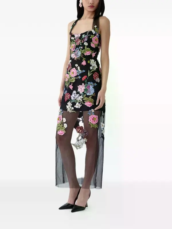 Carolina Herrera Column Gown With Floral Embroidery