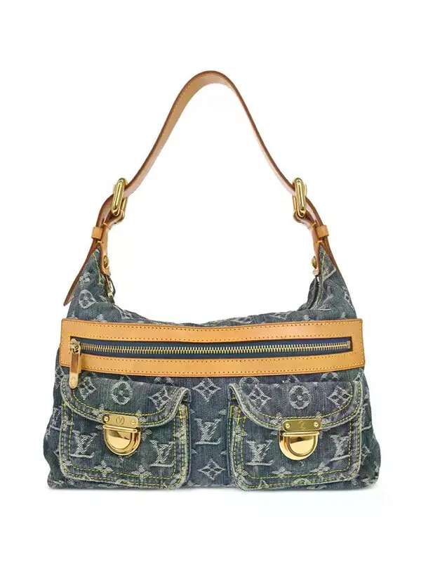 LOUIS VUITTON Monogram Denim Baguette Shoulder Bag - Blue