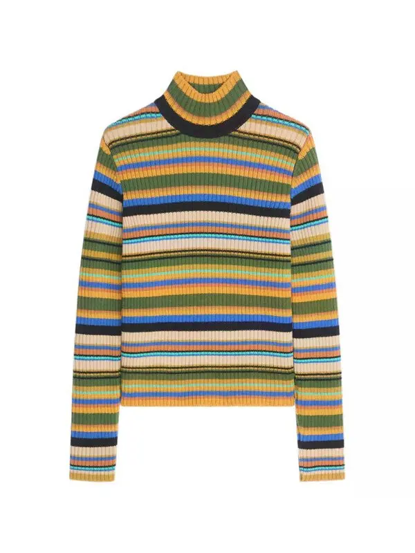 Dries Van Noten Ribbed Wool Striped Sweater - Blue