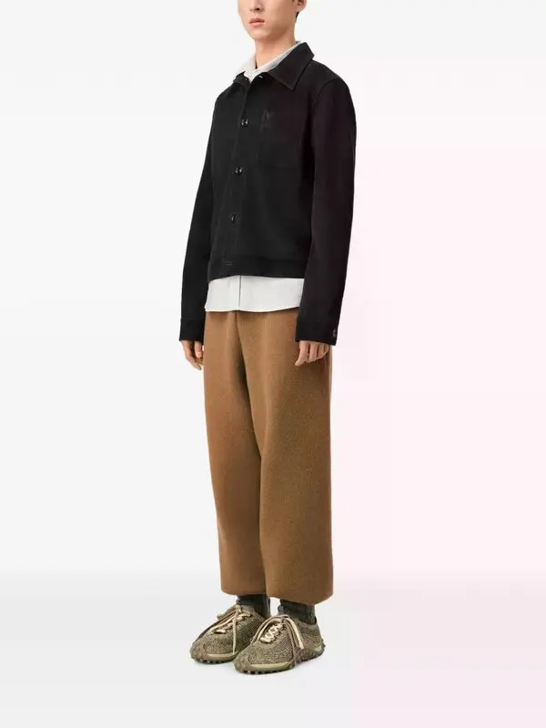 AMI Paris Suede Leather Jacket With Embossed De Coeur Logo