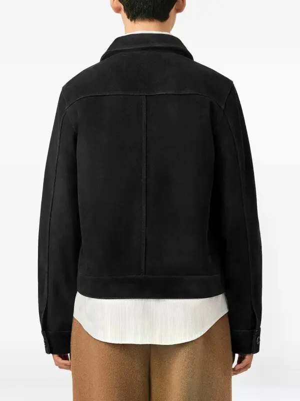 AMI Paris Suede Leather Jacket With Embossed De Coeur Logo