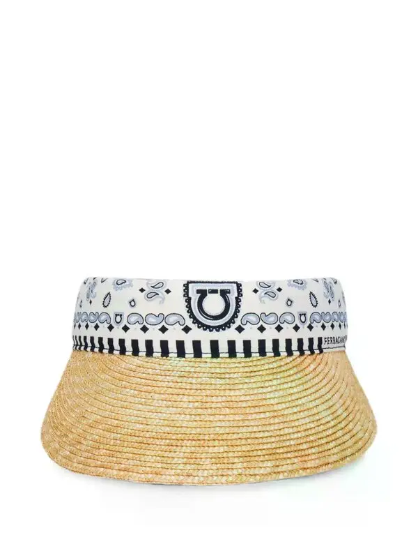 FERRAGAMO Arabesque-print Straw Visor