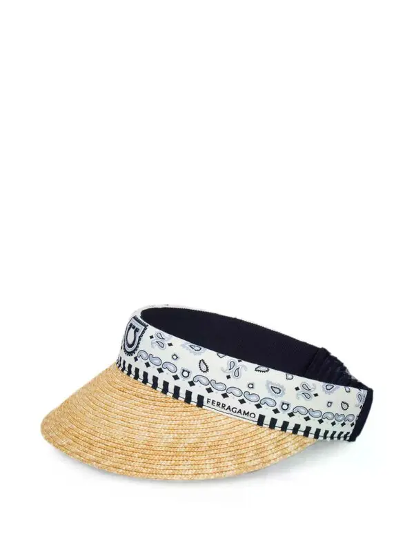 FERRAGAMO Arabesque-print Straw Visor