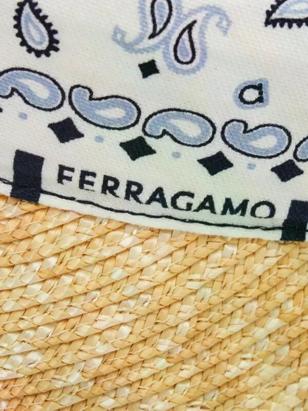 FERRAGAMO Arabesque-print Straw Visor