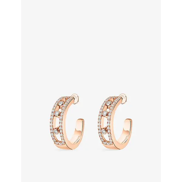 Messika Move Classique 18ct Gold And Diamond Hoop Earrings - Pink