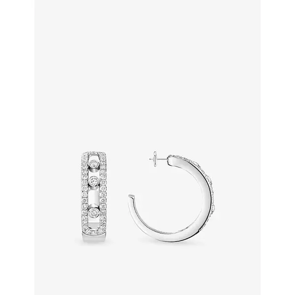 Messika Move Classique 18ct Gold And Diamond Hoop Earrings - White
