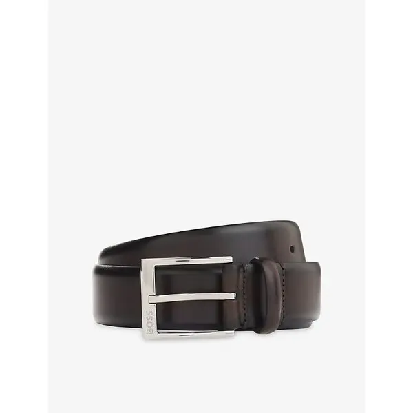 BOSS Logo-engraved Leather Belt