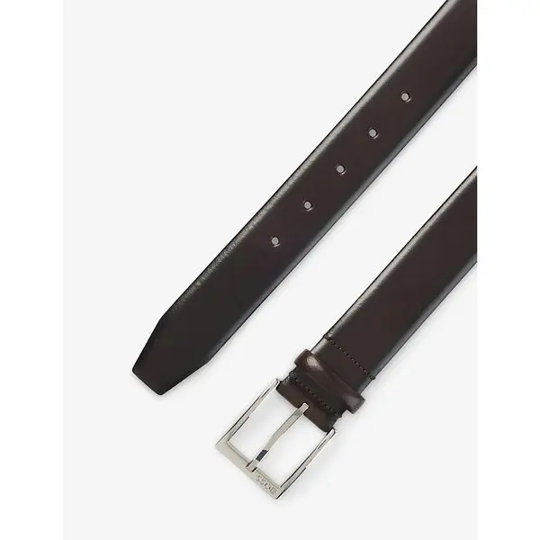 BOSS Logo-engraved Leather Belt