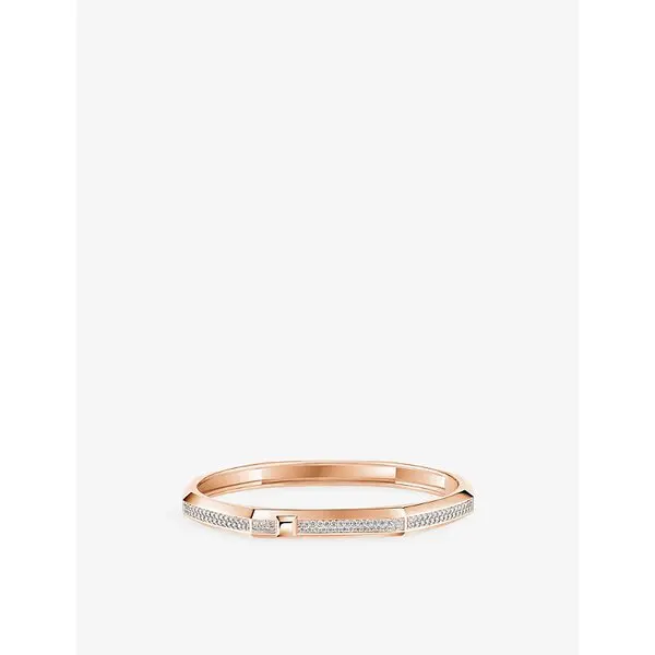 Messika Moderniste Pave 18ct Gold Diamond Bangle Bracelet - Pink