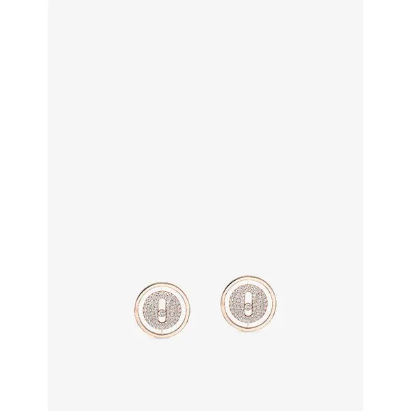 Messika Lucky Move Pavé 18ct Gold And Diamond Stud Earrings - Pink