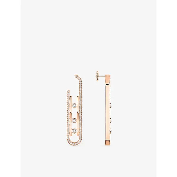 Messika Move 10th 18ct Gold And 1ct Diamond Earrings - Pink