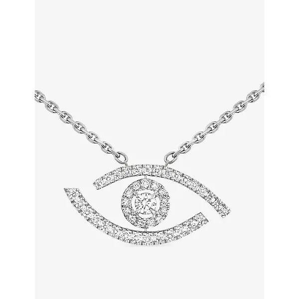 Messika Lucky Eye Diamond Pavé Gold Pendant Necklace - White