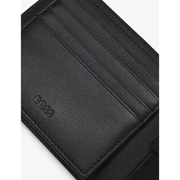 BOSS Logo-deed Trifold Leather Wallet