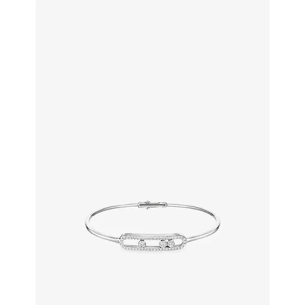 Messika Move Classique 18ct Gold Diamond Bangle - White