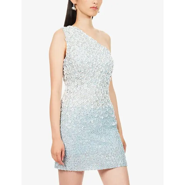 LA FUORI Embellished One-shoulder Mini Dress