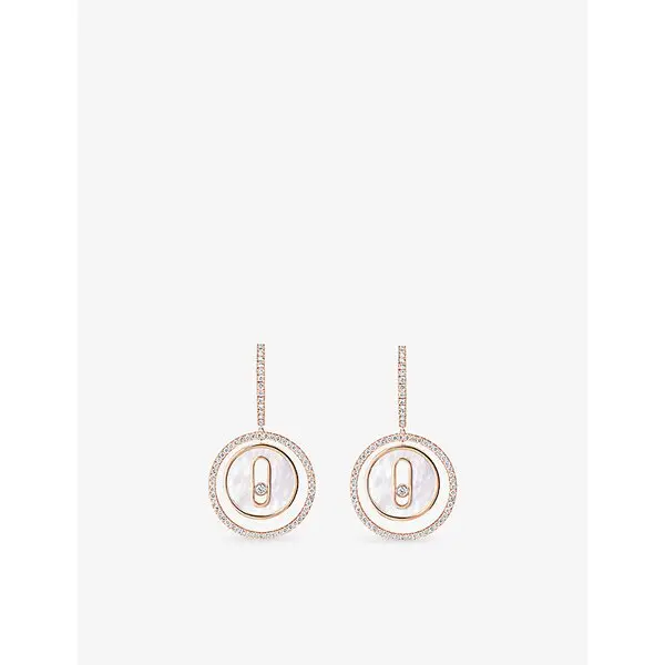 Messika Lucky Move 18ct Rose Gold, Diamond And Mother-of-pearl Earrings - Pink