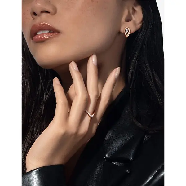 Messika Fiery Gold And Diamond Stud Earrings - Pink