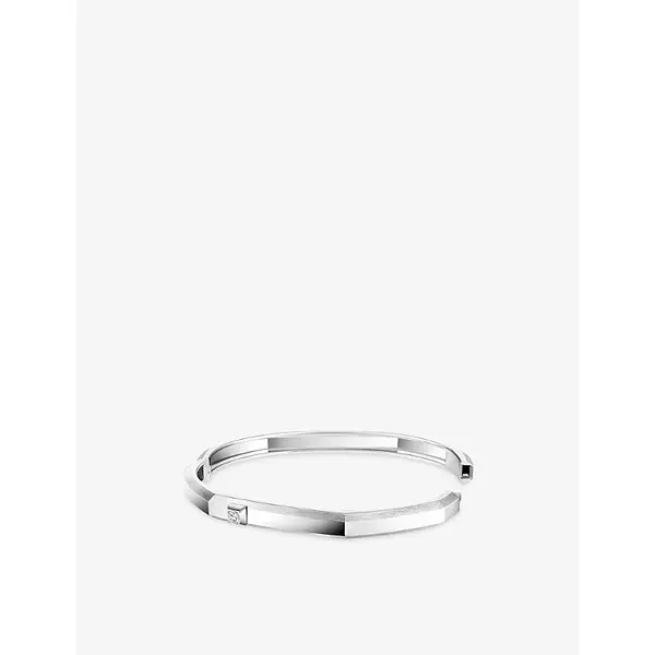 Messika 18ct Gold And 0.05ct Diamond Bangle Bracelet - White