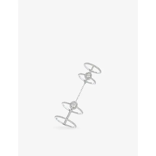 Messika Glam'azone Double Gold Diamond Pavé Ring - White