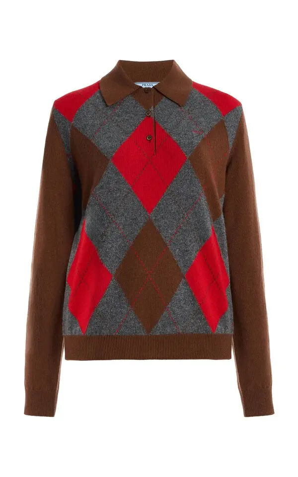 Prada Argyle Cashmere Polo