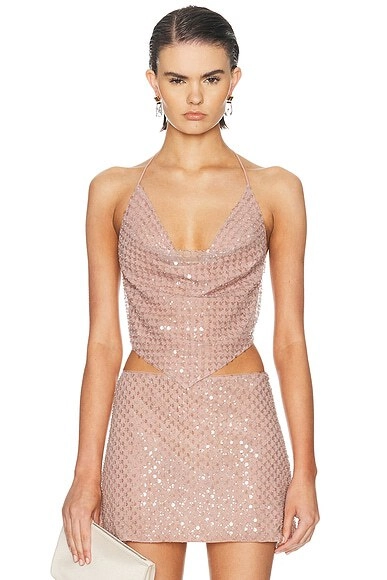 Retrofete Bethely Sequin Top - Truffle