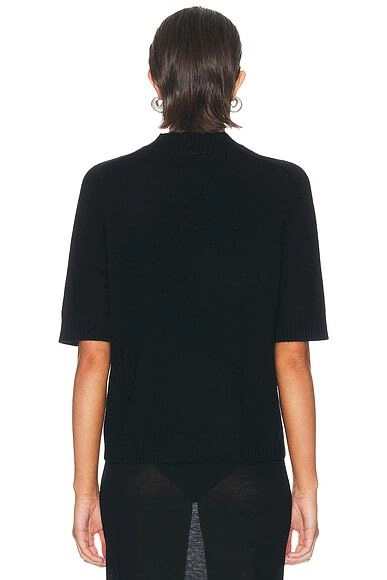 Loulou De Saison Ruth High-neck Short Saddle-sleeve Top - Black
