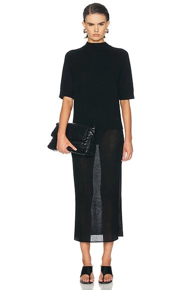 Loulou De Saison Ruth High-neck Short Saddle-sleeve Top - Black