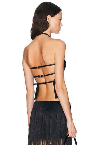 MIMCHIK Triple Belt Halter Top - Black