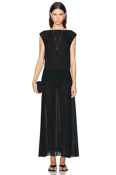 ST. AGNI Stretch Silk Bateau Dress
