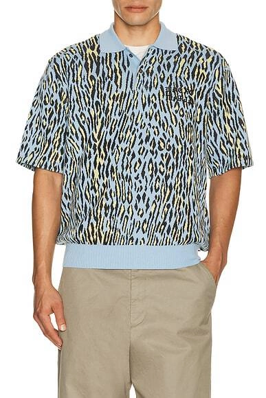 WACKO MARIA Leopard Knit Polo Shirt Type 1